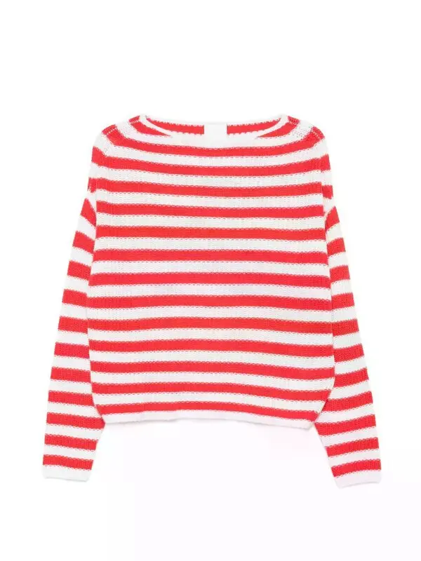 ALLUDE Striped Boat-neck Sweater