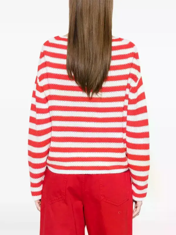 ALLUDE Striped Boat-neck Sweater