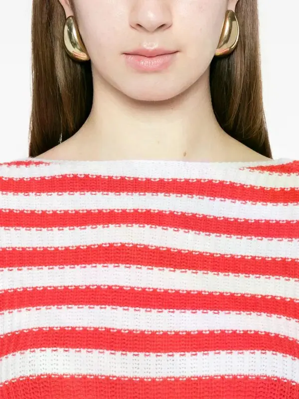 ALLUDE Striped Boat-neck Sweater