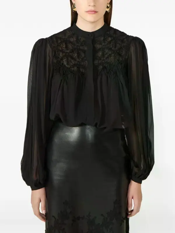 Costarellos Lorcan Smocked Long-sleeve Blouse