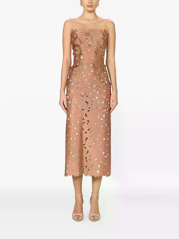 Costarellos Zira Floral-cut Midi Dress - Neutrals