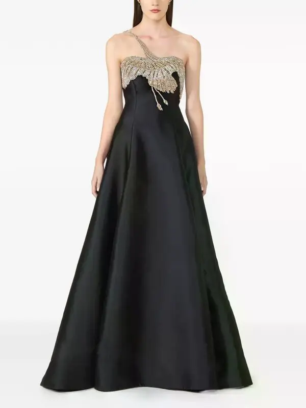 Costarellos Crystal-appliqué Gown