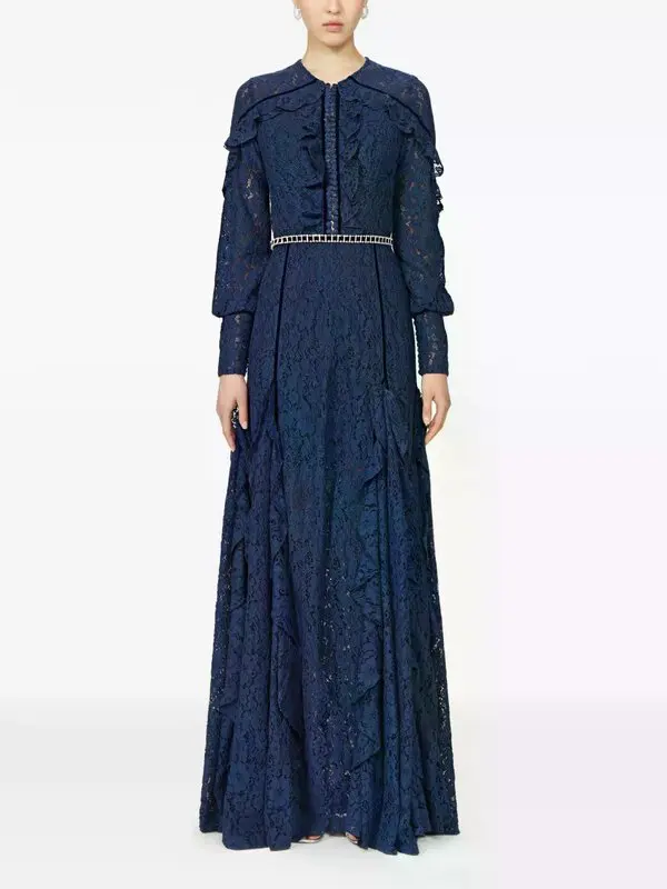 Costarellos Gianna Lace Ruffled Gown