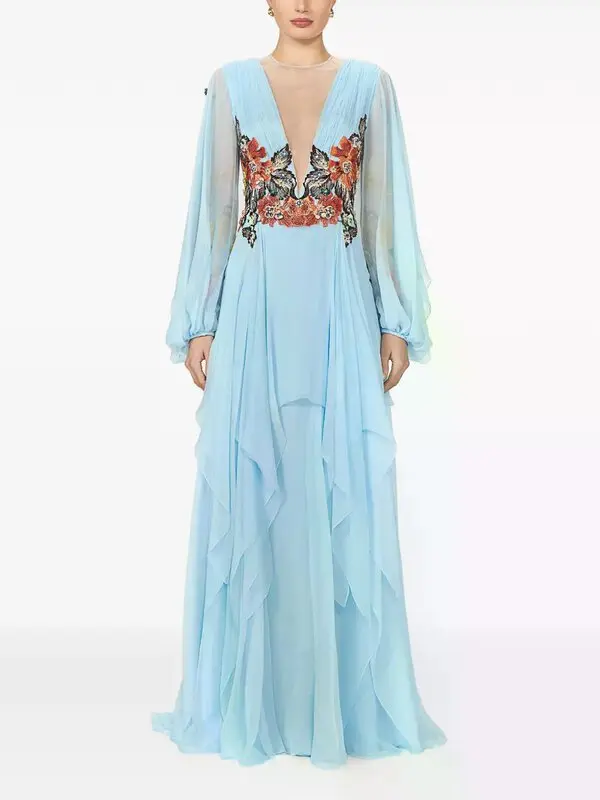 Costarellos Floral-appliqué Maxi Dress