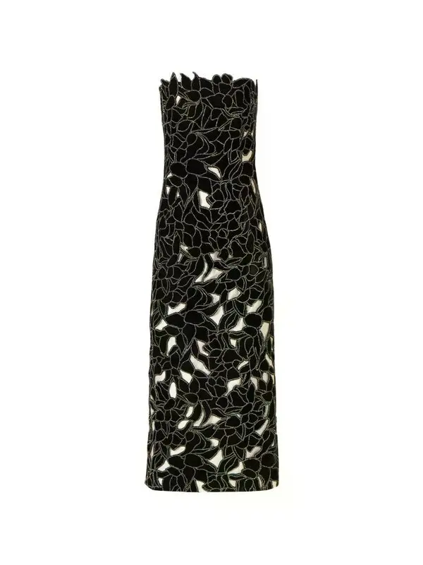 Costarellos Floral-cut Strapless Midi Dress - Black