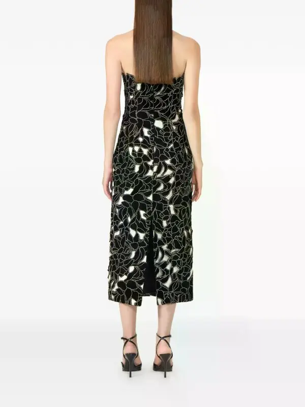 Costarellos Floral-cut Strapless Midi Dress - Black
