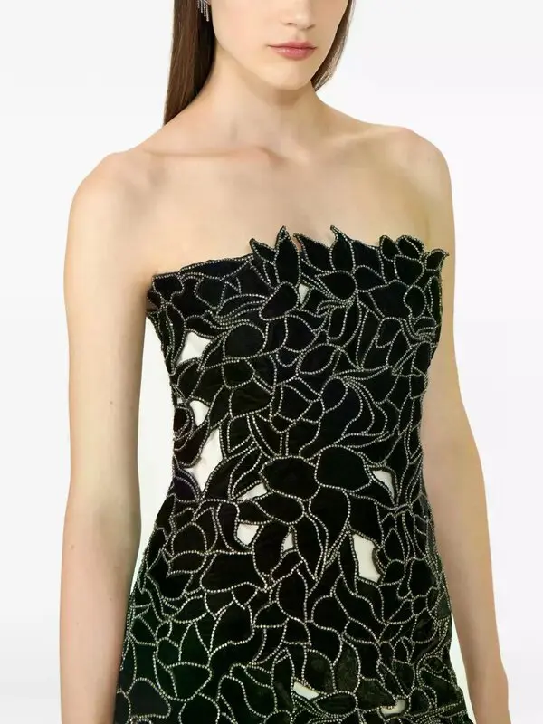 Costarellos Floral-cut Strapless Midi Dress - Black