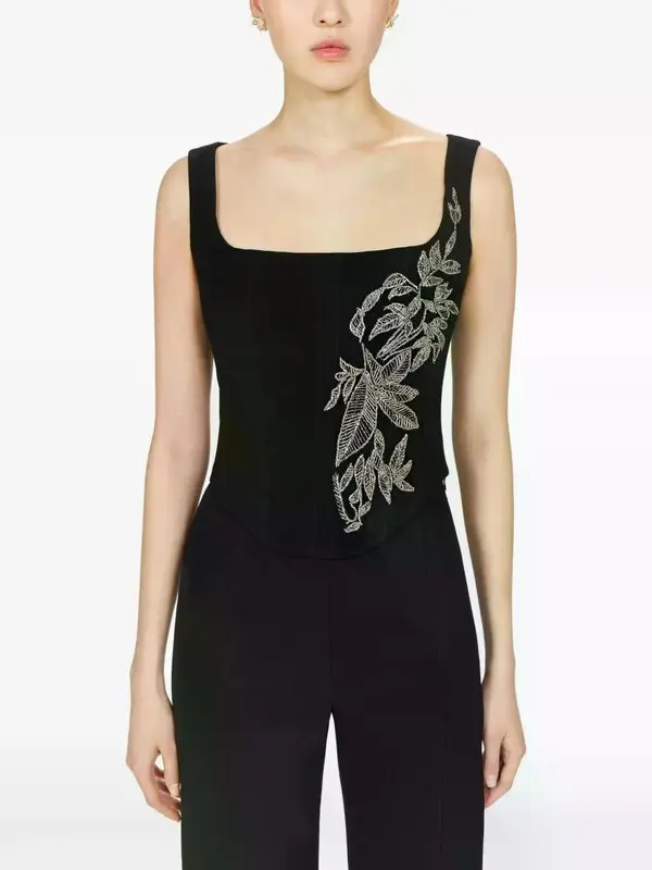 Costarellos Jaxine Appliquéd Crepe Bustier