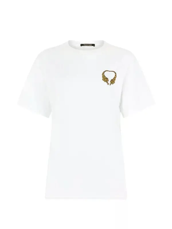 Roberto Cavalli Tiger-embroidered T-shirt - White
