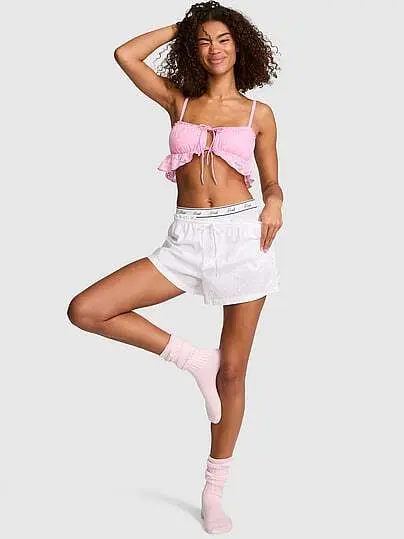 Pink Coastal Cutie Pajama Shorts - White,ivory