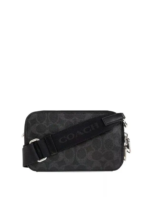 COACH Signature Print Zip Tote - Black