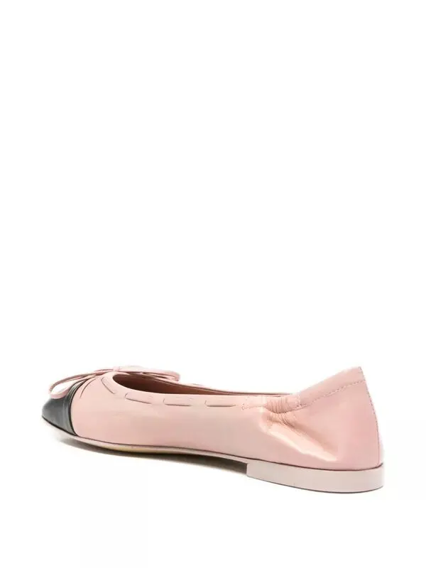 POMME D´OR Georgia Bow-detail Two-tone Ballet Flats