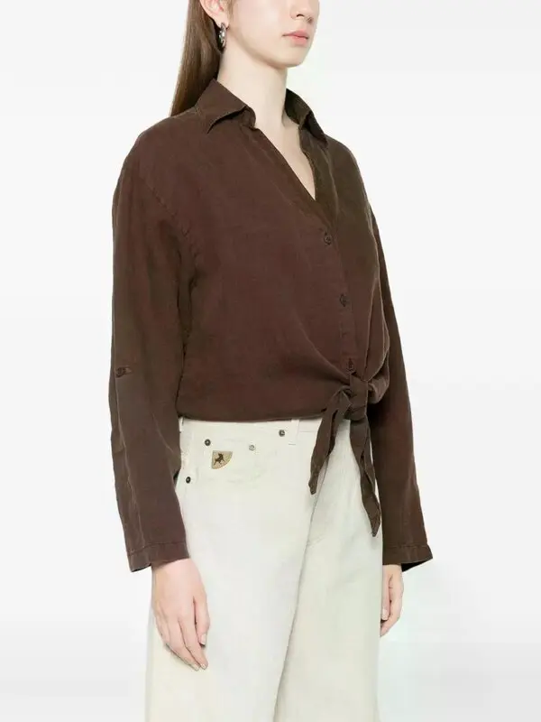 LOIS Tie-front Shirt - Brown