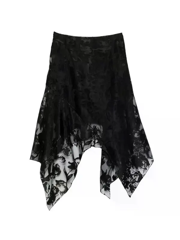 Alexander McQueen Floral Devoré Asymmetric Skirt