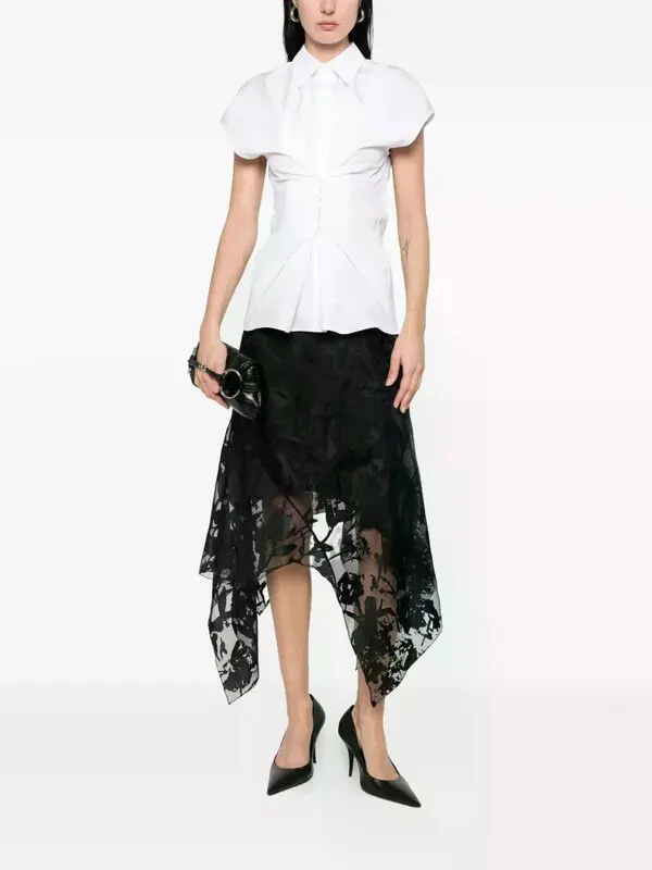 Alexander McQueen Floral Devoré Asymmetric Skirt