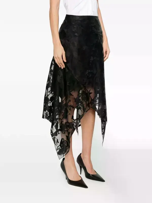 Alexander McQueen Floral Devoré Asymmetric Skirt