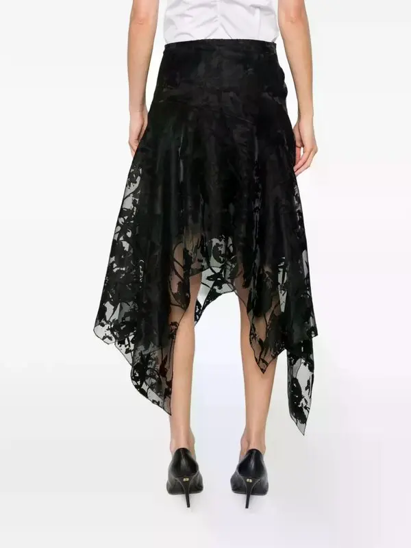 Alexander McQueen Floral Devoré Asymmetric Skirt