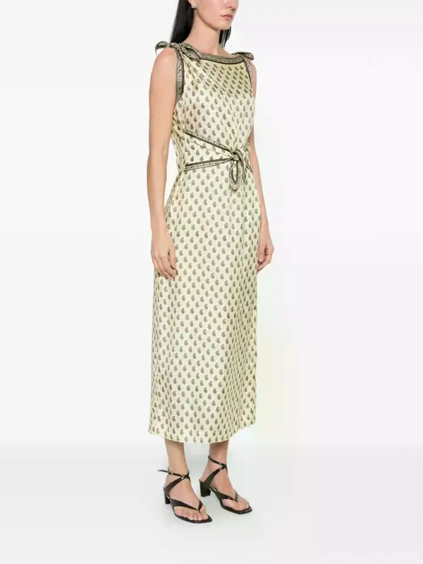 DÔEN Paisley-pattern Midi Dress - Neutrals