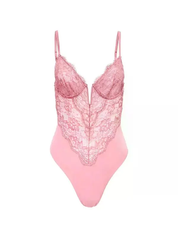 FLEUR DU MAL Bianca Lace Bodysuit - Pink