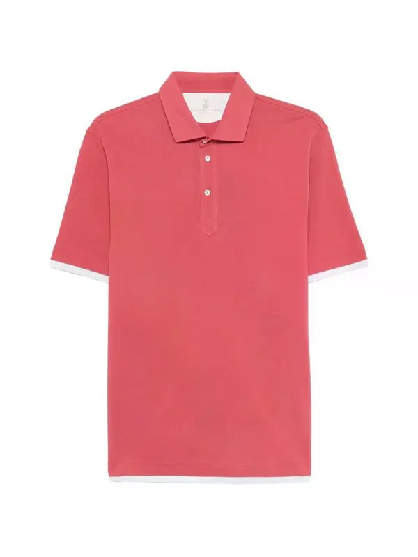 Brunello Cucinelli Buttoned Trim Polo Shirt - Pink