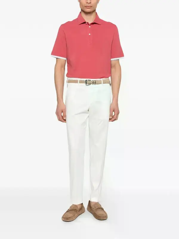 Brunello Cucinelli Buttoned Trim Polo Shirt - Pink