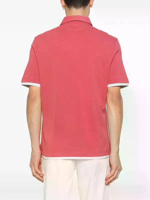 Brunello Cucinelli Buttoned Trim Polo Shirt - Pink