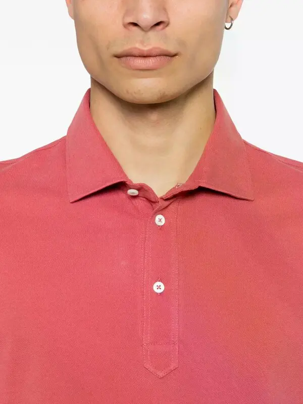 Brunello Cucinelli Buttoned Trim Polo Shirt - Pink