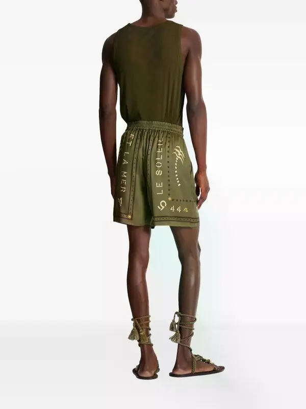 Balmain Club Print Bermuda Shorts - Green