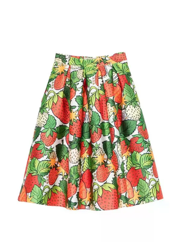 ALESSANDRO ENRIQUEZ Strawberry-print A-line Midi Skirt