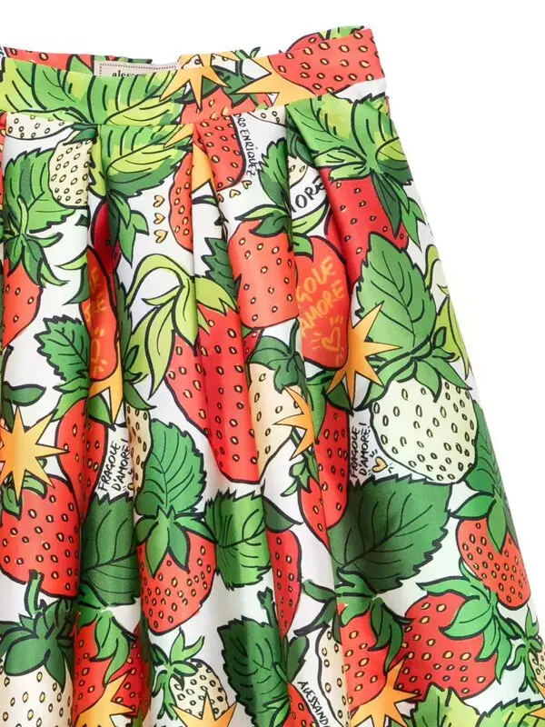 ALESSANDRO ENRIQUEZ Strawberry-print A-line Midi Skirt