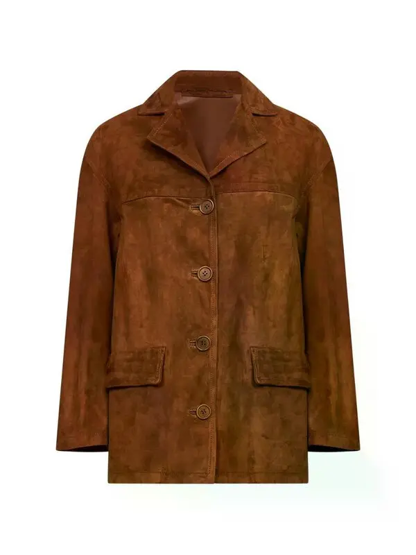 SALVATORE SANTORO Flap-pocket Suede Jacket - Brown
