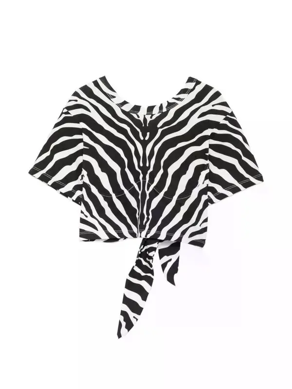 Attico Zebra-print Tie Top - Black