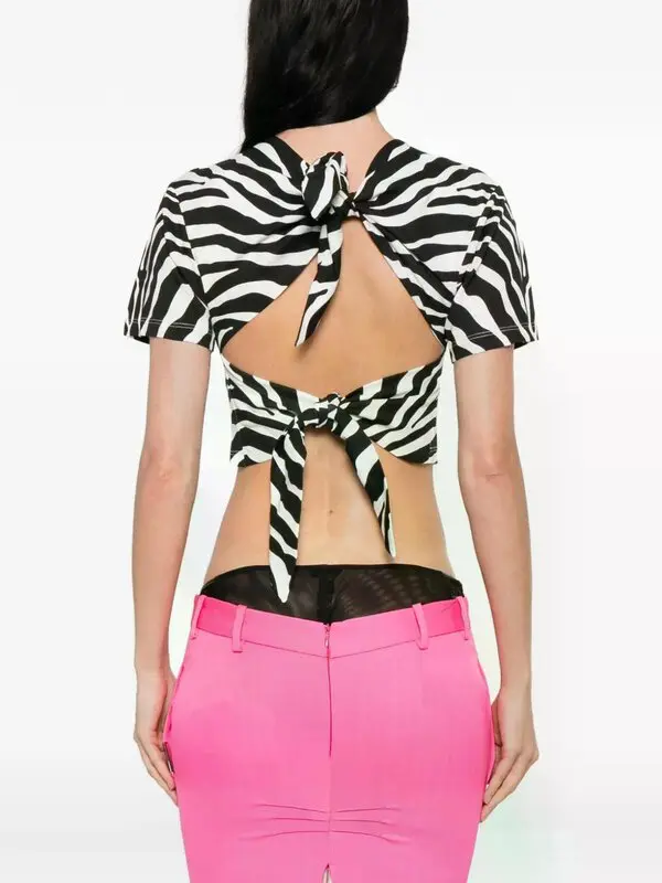 Attico Zebra-print Tie Top - Black