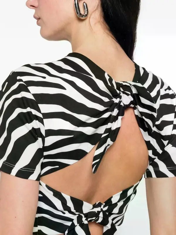 Attico Zebra-print Tie Top - Black