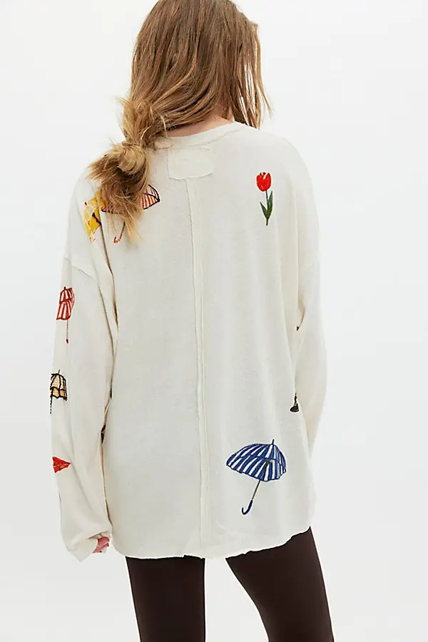 Free People We The Free Market Day Long Sleeve Top - Ivory Combo
