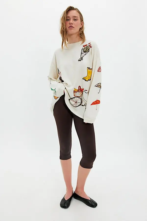 Free People We The Free Market Day Long Sleeve Top - Ivory Combo