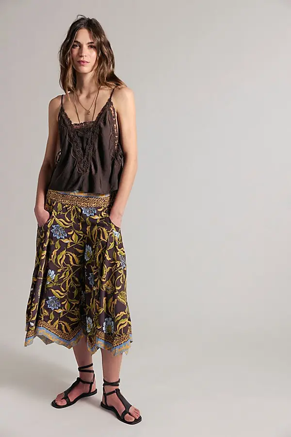 Free People Sweet Reaction Pull-on Wide-leg Crop Pants - Brown Combo