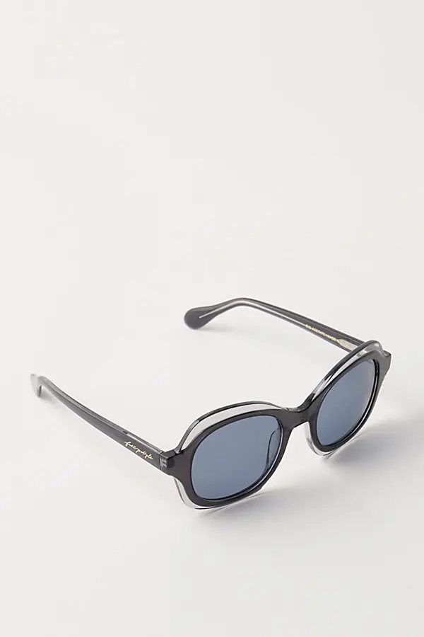 Free People See The Light Polarized Square Frame Sunglasses - Black