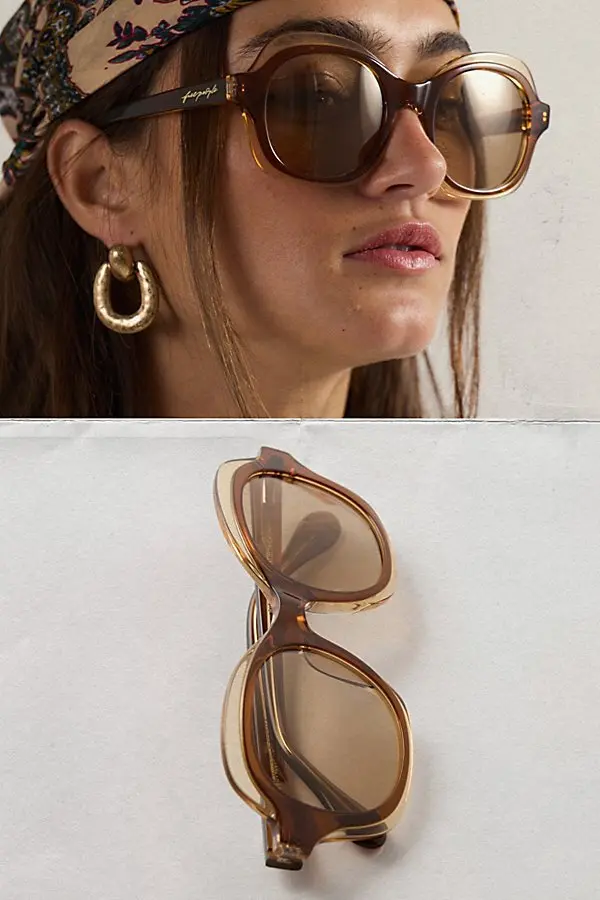Free People See The Light Polarized Square Frame Sunglasses - Cocoa/taupe