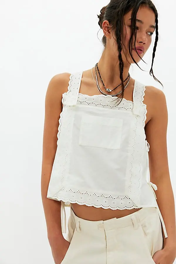 Free People Carina Apron Tank - Clean Ivory