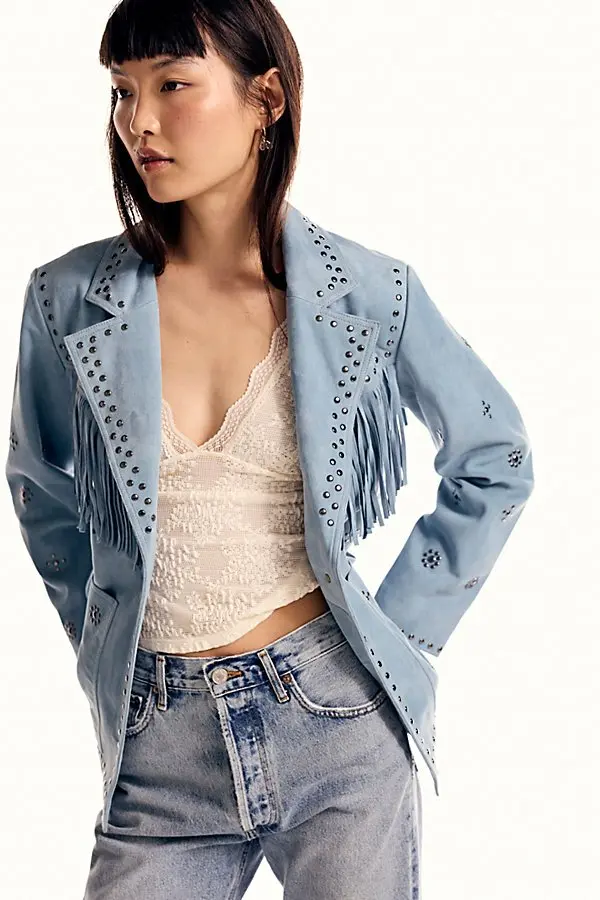 Free People Suede Studded Blazer