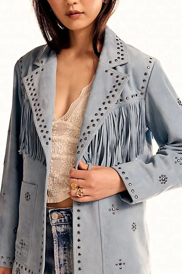Free People Suede Studded Blazer