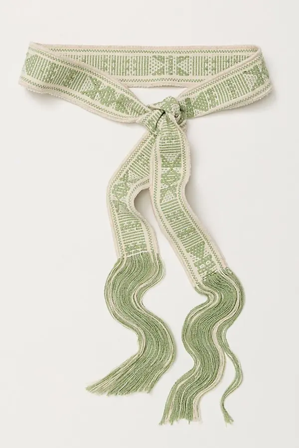 Free People Tango Woven Wrap Belt - Martini Olive