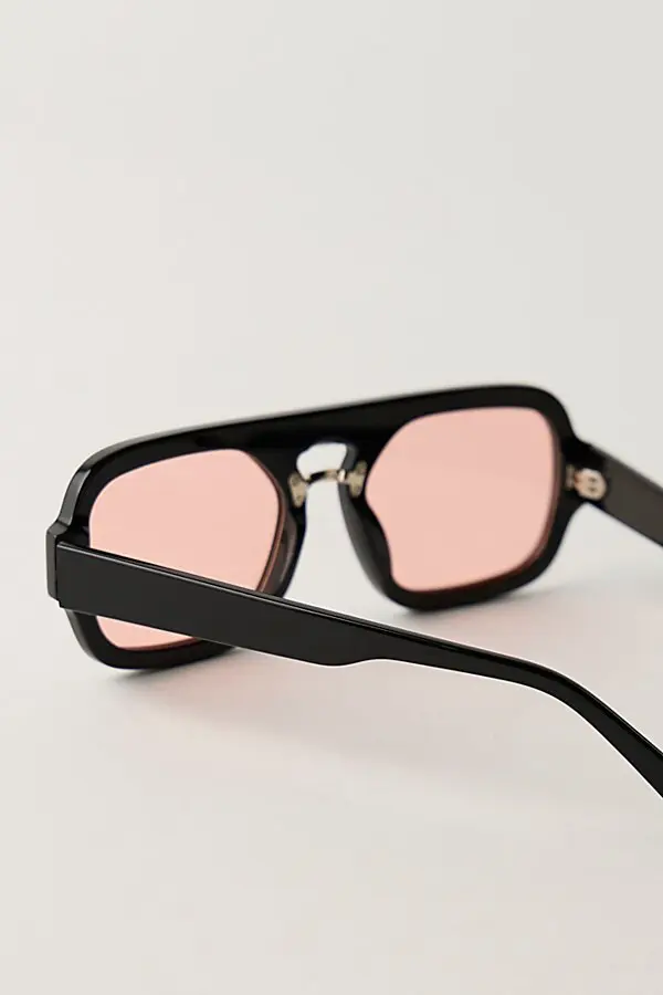Free People Rhiannon Modern Aviator Polarized Sunglasses - Black/grapefruit