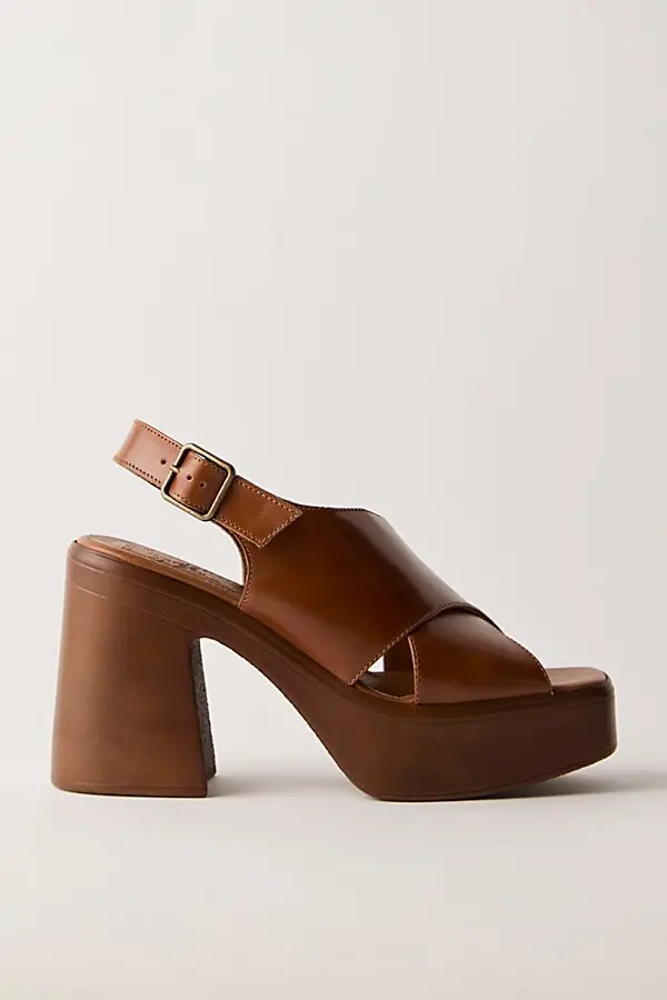 Free People Zoe Criss Cross Platform Sandals - Chestnut