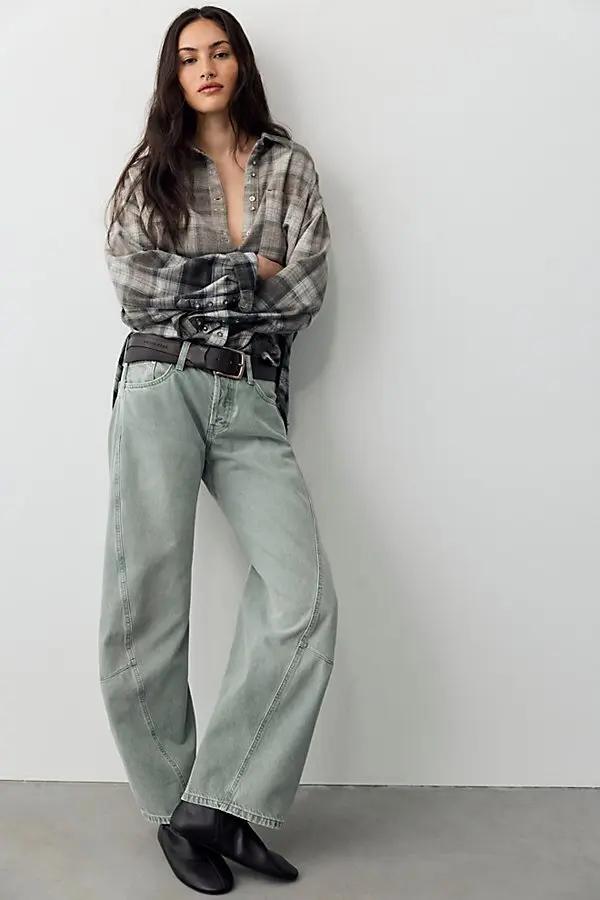 Free People We The Free Fable Low-rise Twisted Seam Jeans - Aloe