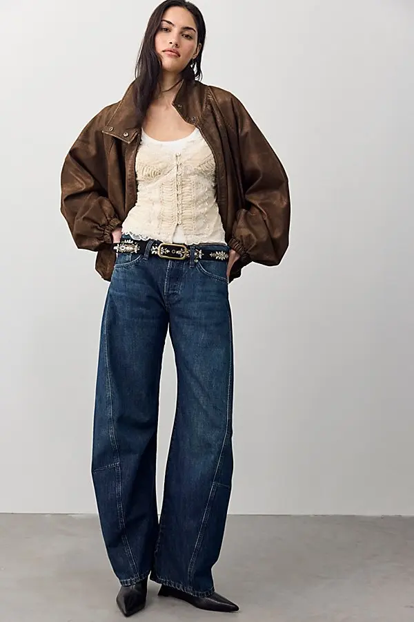 Free People We The Free Fable Low-rise Twisted Seam Jeans - Authentic Indigo