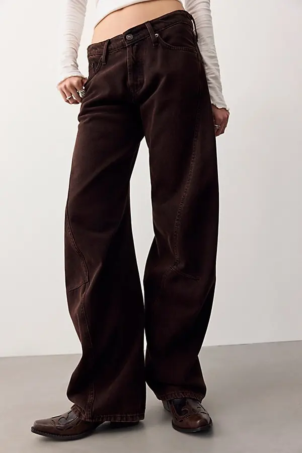 Free People We The Free Fable Low-rise Twisted Seam Jeans - Espresso