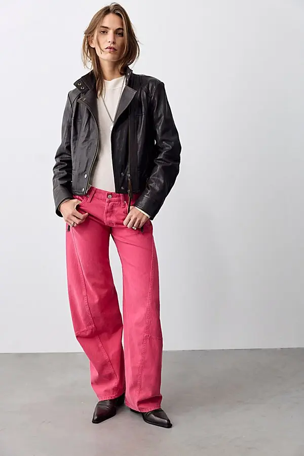 Free People Fable Low-rise Twisted Seam Jeans - Fuschia