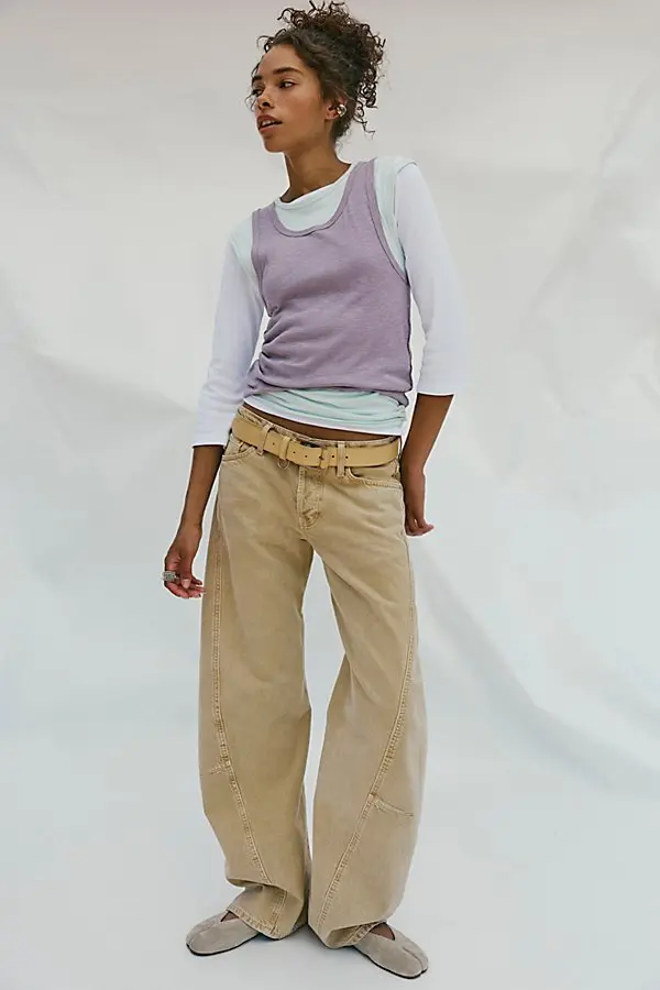 Free People We The Free Fable Low-rise Twisted Seam Jeans - Oat Latte